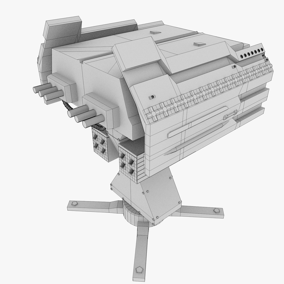 3d Sci Fi Turret Model