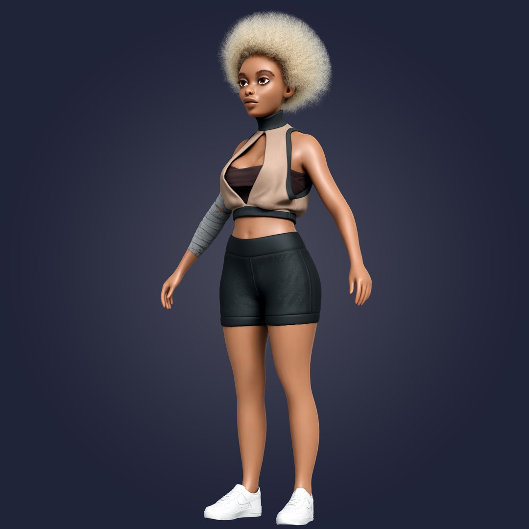 Stylized Female 3d Character For Rigging And Animation Low-poly 3D ...