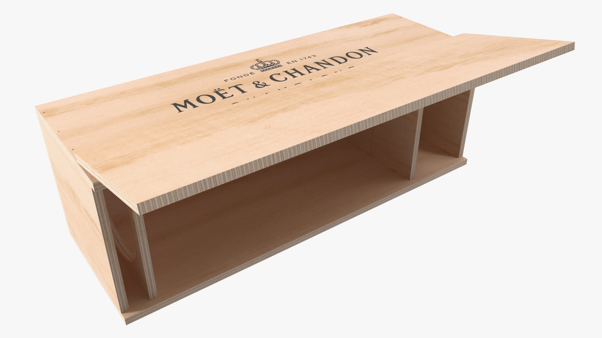 3D Open Wooden Box Champagne Moet Empty - TurboSquid 2277662