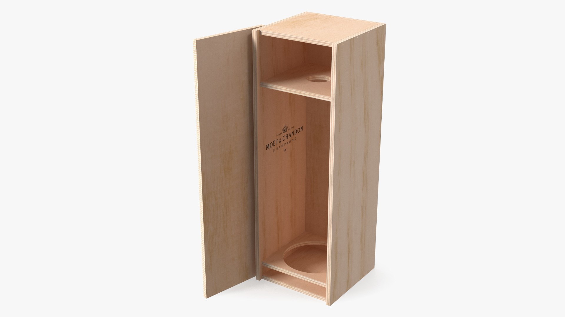 3D Open Wooden Box Champagne Moet Empty - TurboSquid 2277662