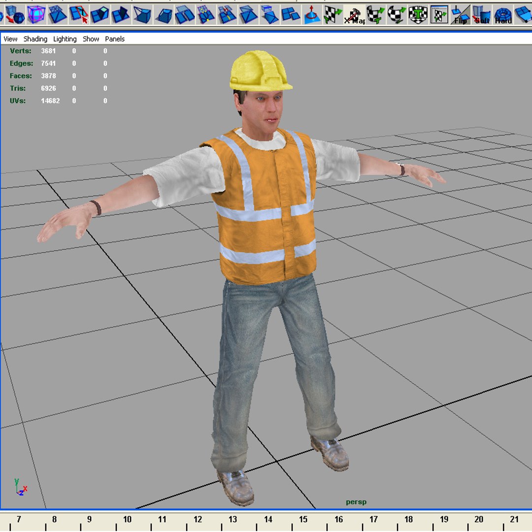 rigged construction site worker 3d model