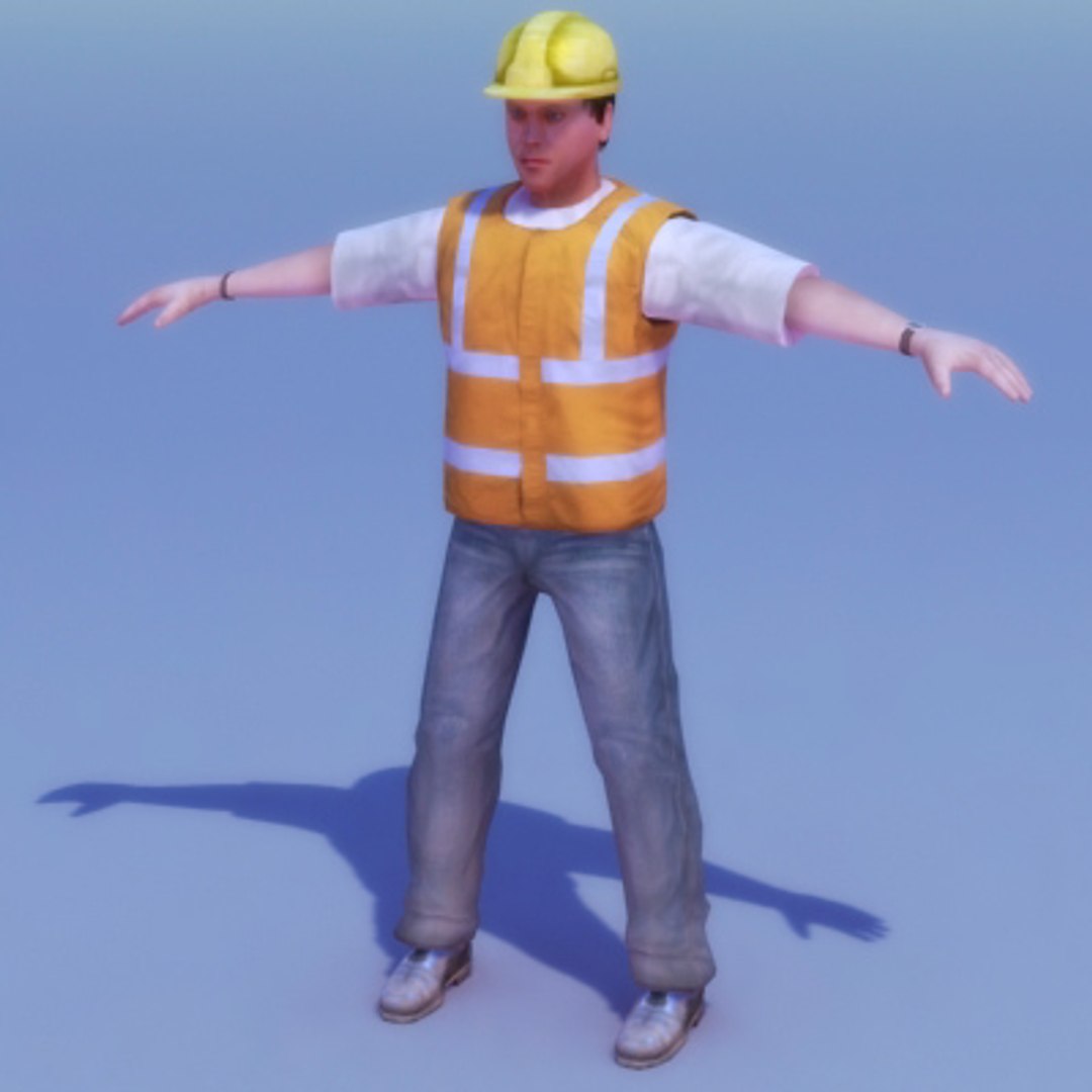 rigged construction site worker 3d model