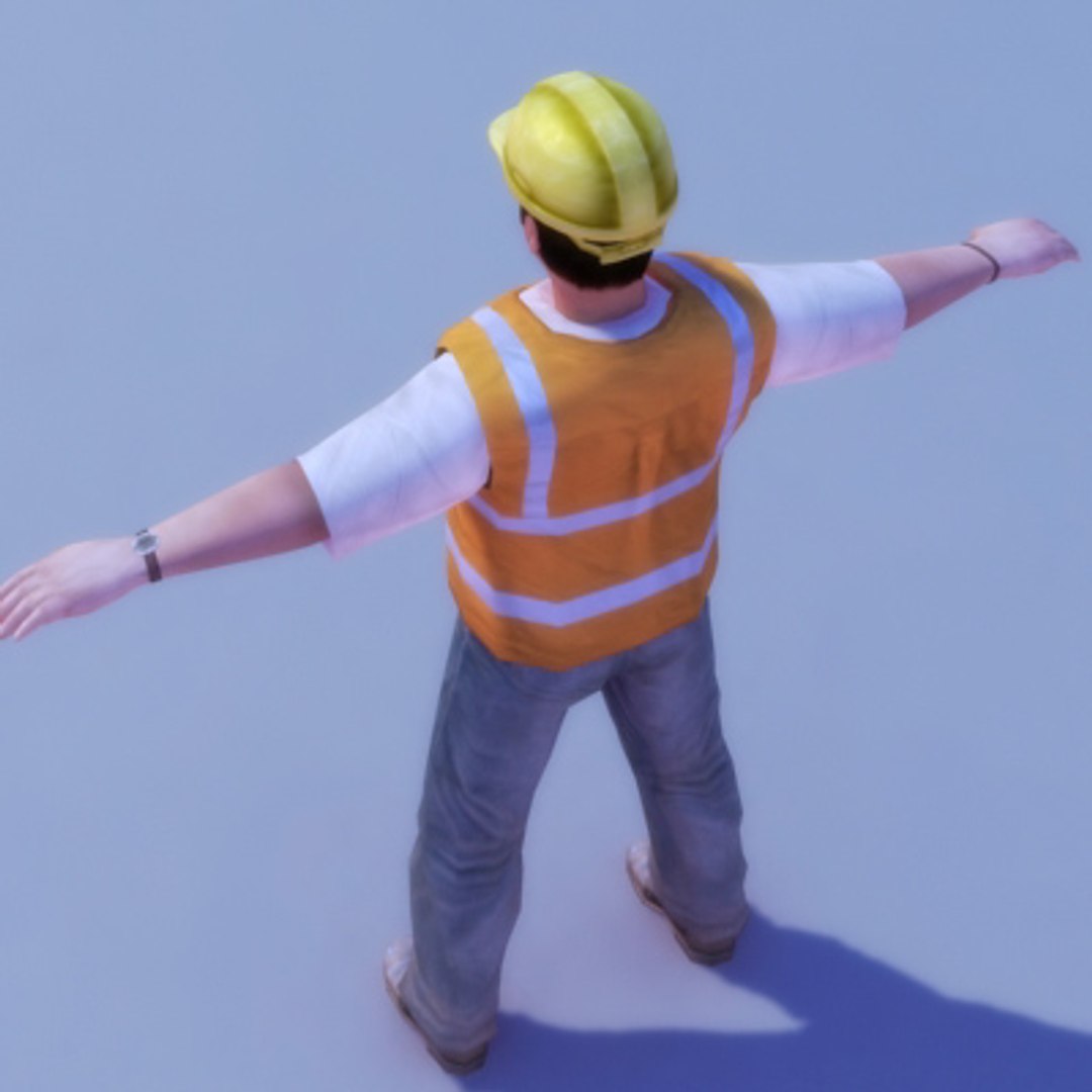 rigged construction site worker 3d model
