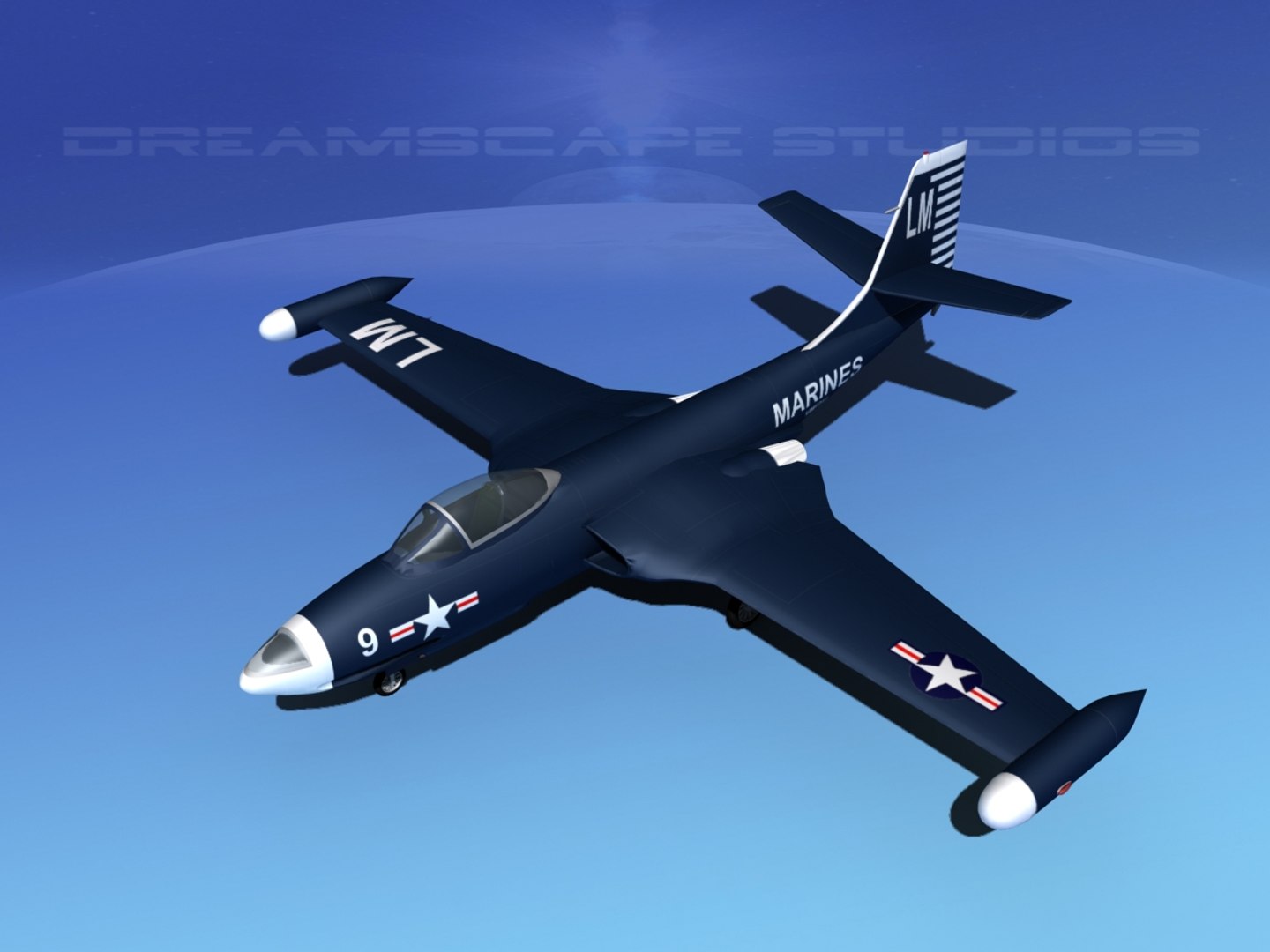 Korean F2h Banshee Jet Fighter 3d Model