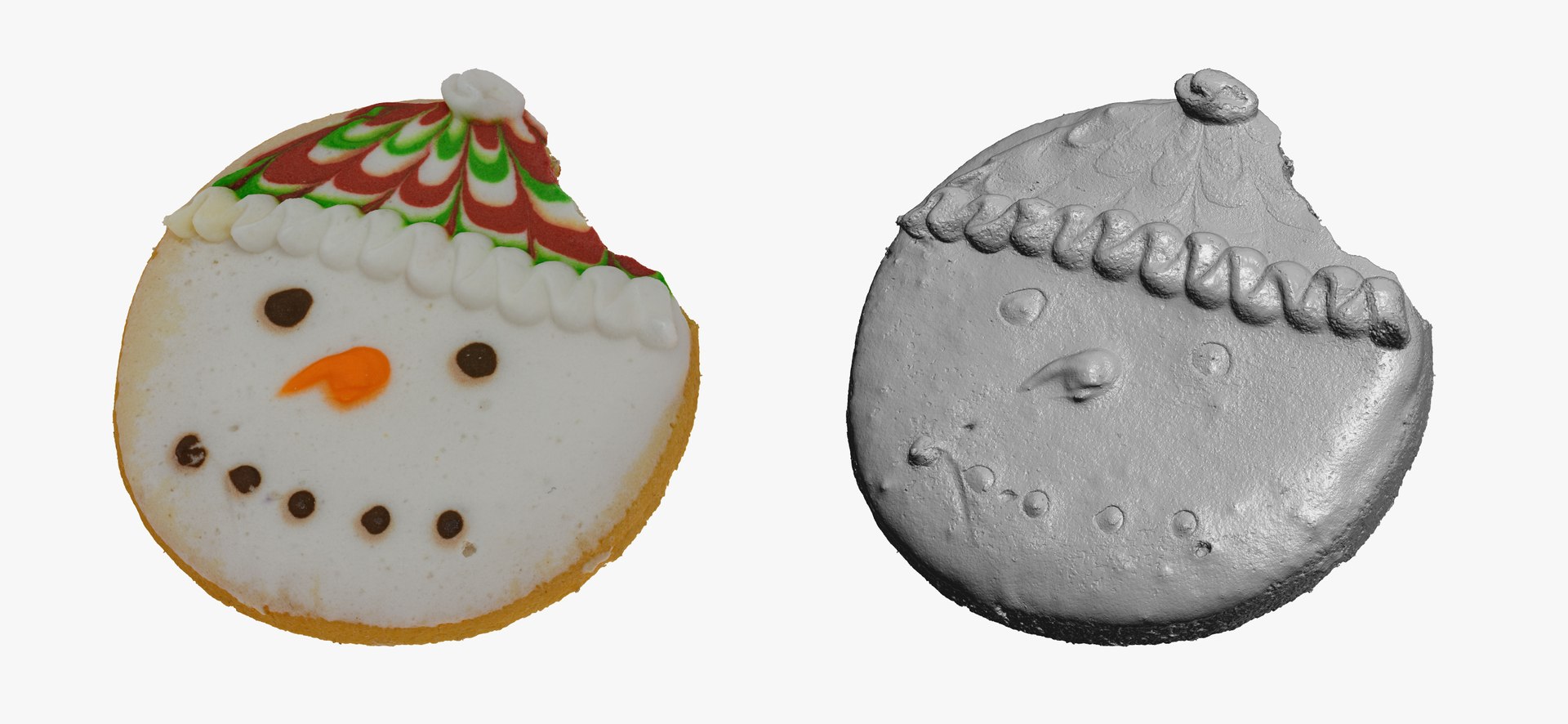 Snowman Head Gingerbread Cookie 01 Bitten RAW Scan 3D Model ...