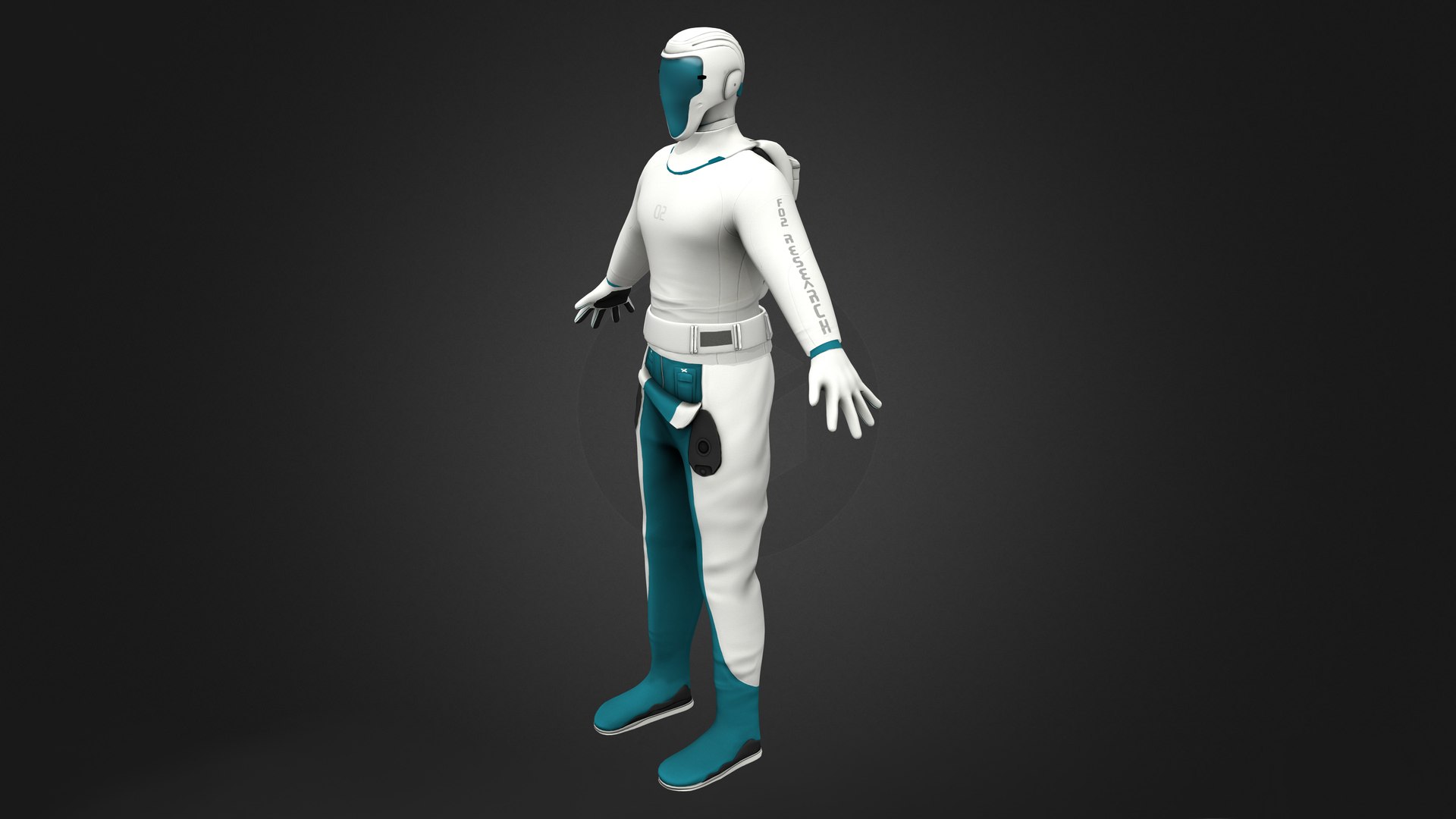 3D Full Sci-fi Space Research Costume Outfit Character model ...
