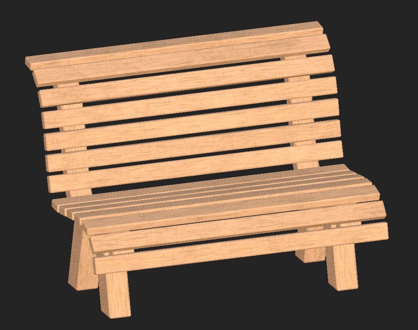 3D Wooden Bench Model - TurboSquid 1309136