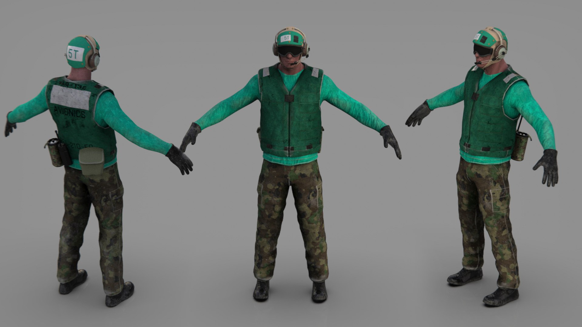 US NAVY Flight Deck Crew Green model - TurboSquid 1778059