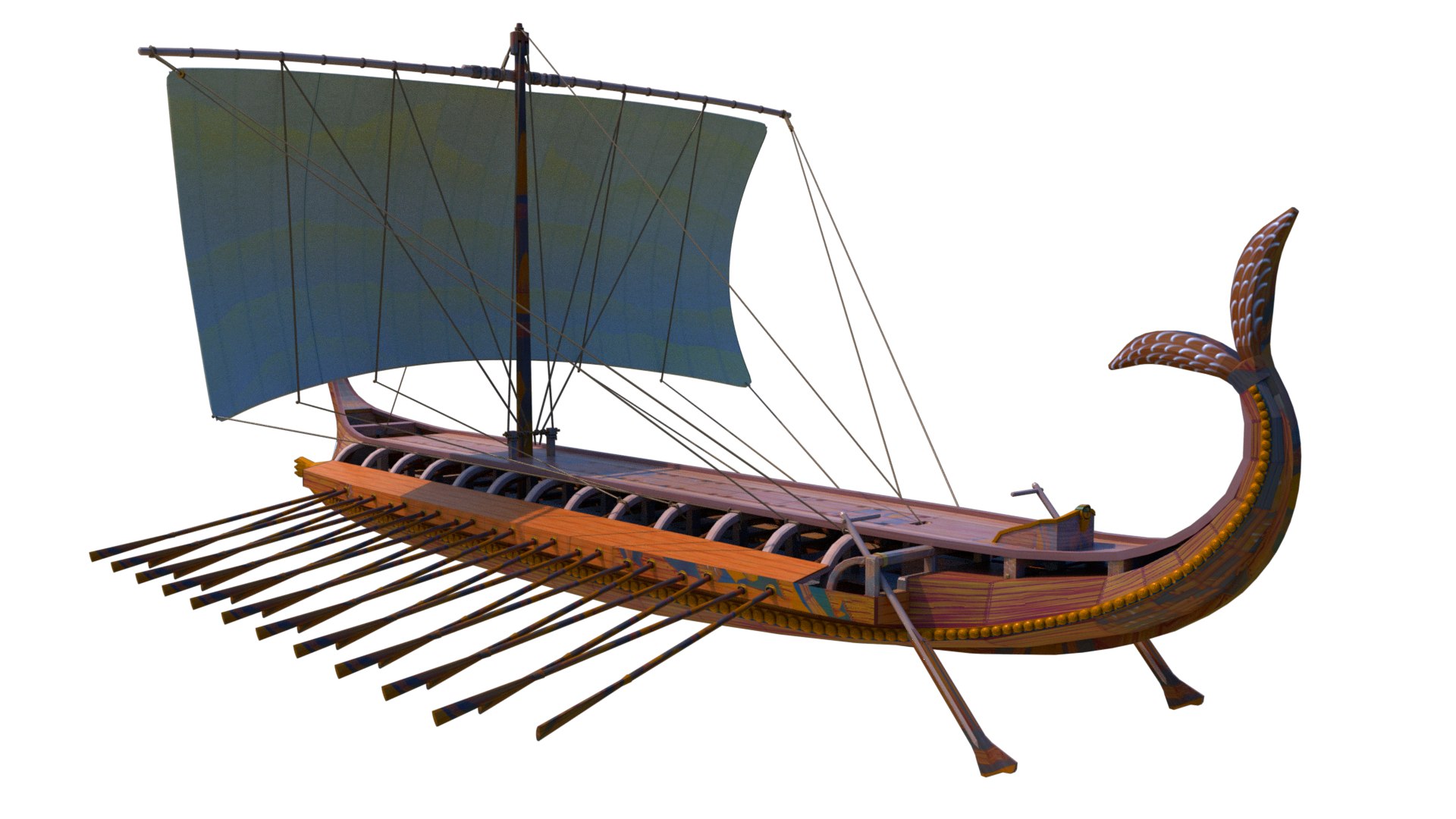 3D Historical Roman Greek Warship Trireme Model - TurboSquid 2206183