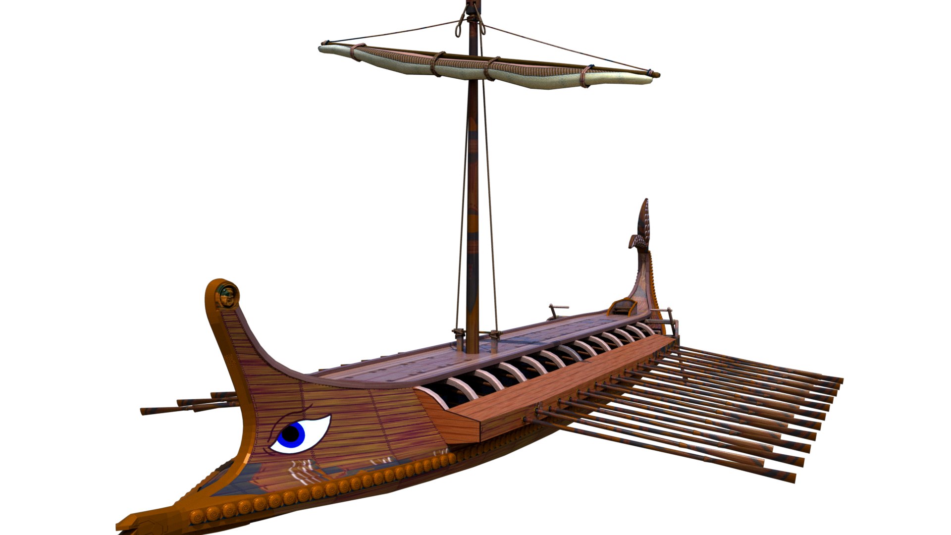 3D Historical Roman Greek Warship Trireme Model - TurboSquid 2206183