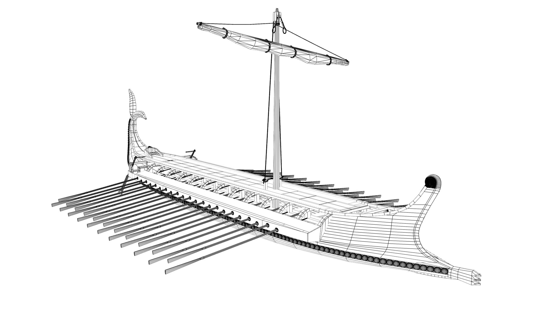 3D Historical Roman Greek Warship Trireme Model - TurboSquid 2206183