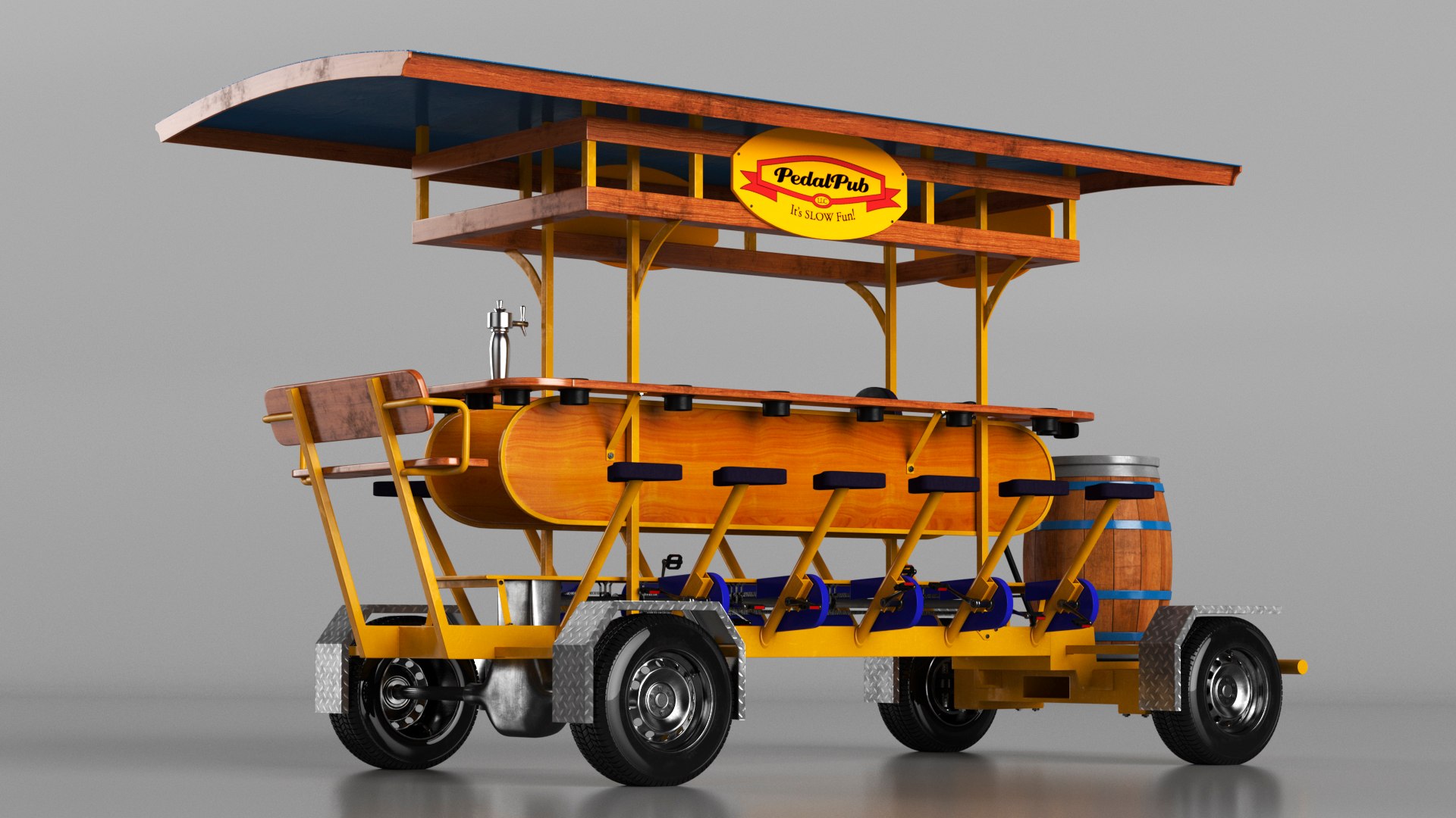 3D Pedal Pub Party Bike Rigged - TurboSquid 2265116