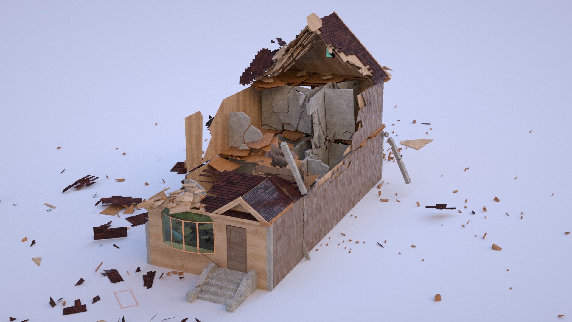 Destroyed House 3D Model - TurboSquid 1862780