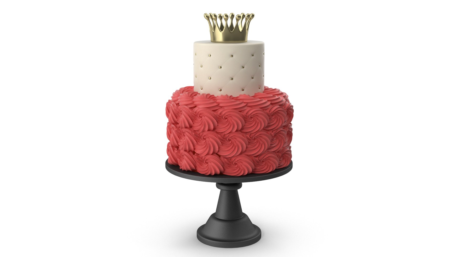 3D Cascade Cake With Flower And Crown - TurboSquid 1812879