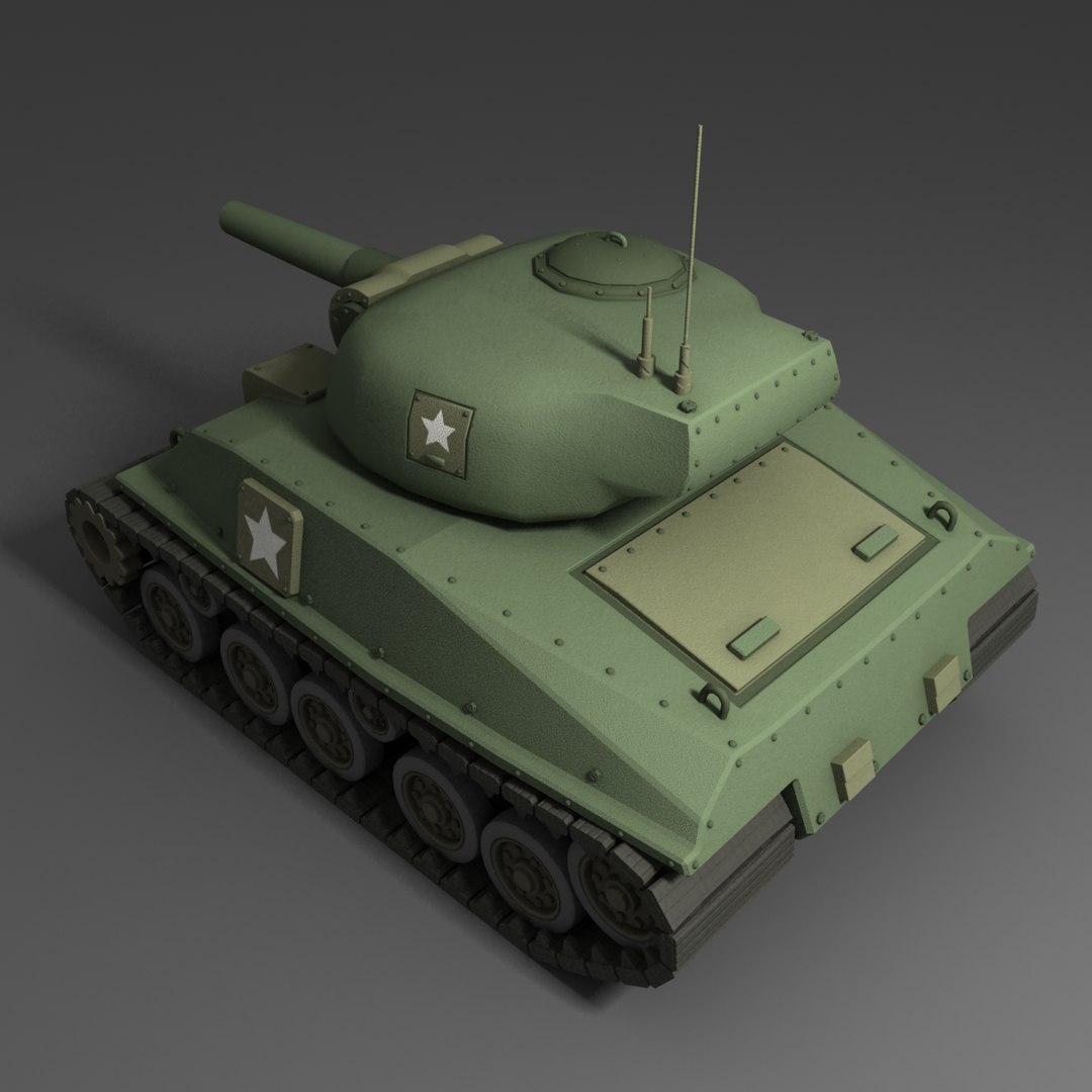 Cartoon Tank Sherman - 3d Model