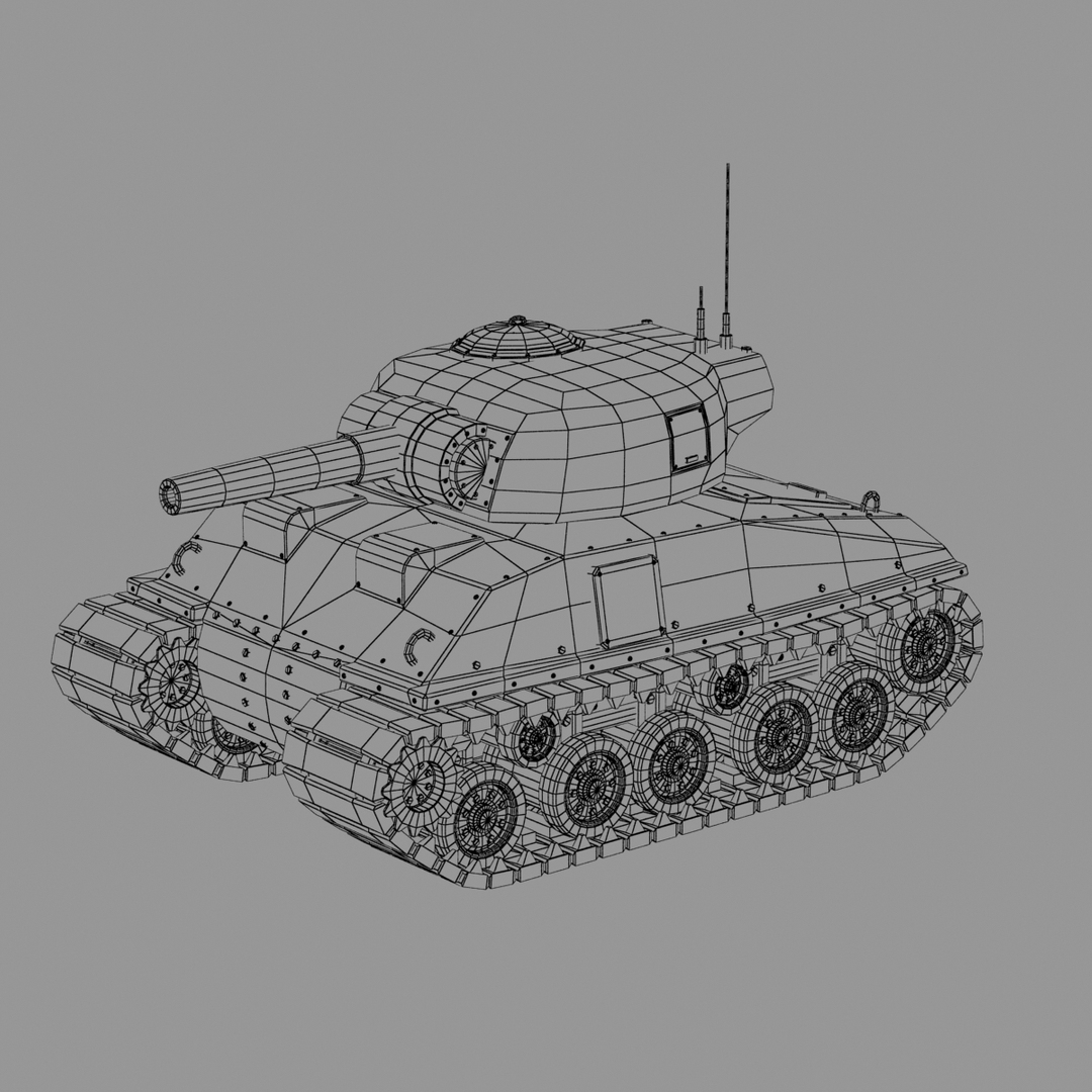 Cartoon Tank Sherman - 3d Model