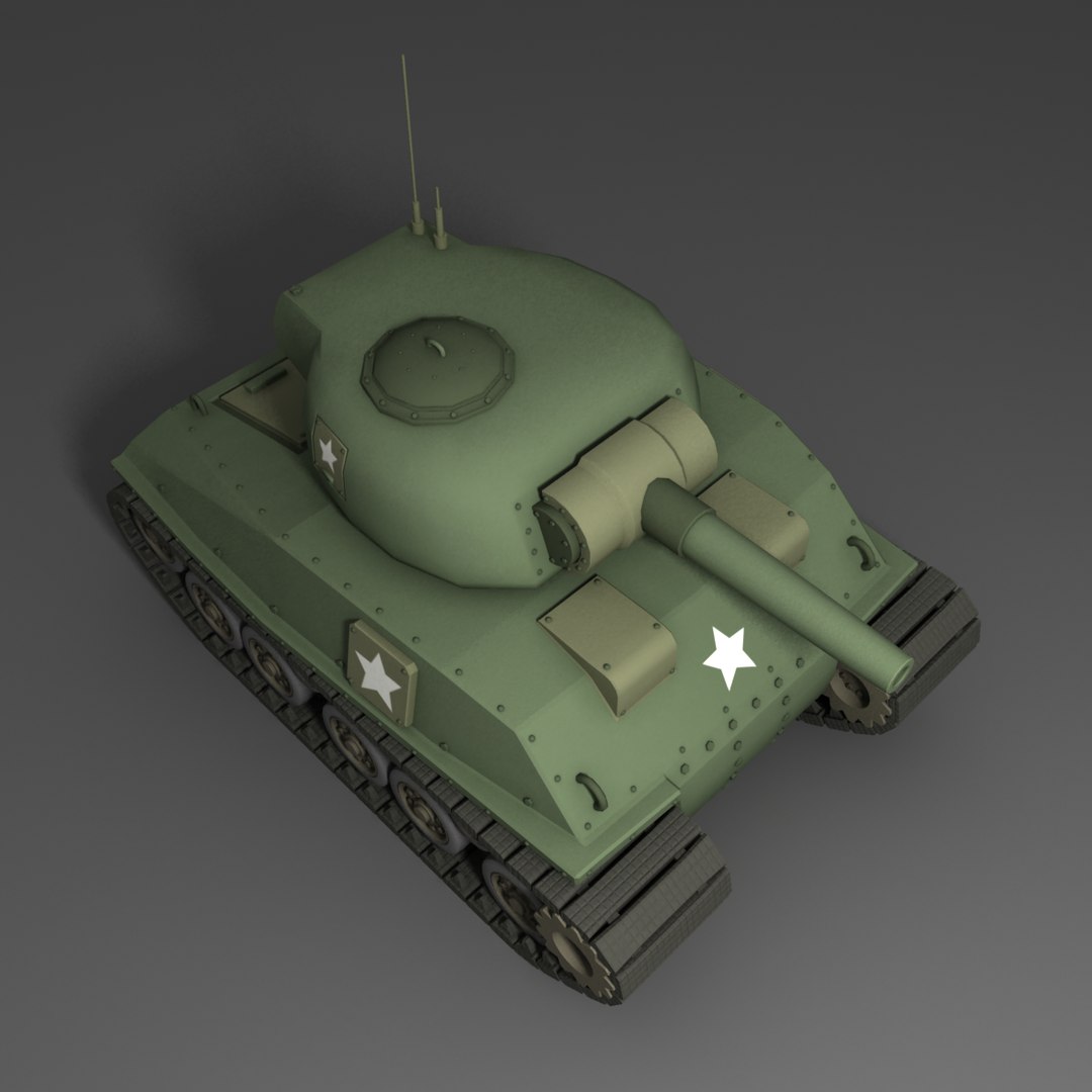 Cartoon Tank Sherman - 3d Model