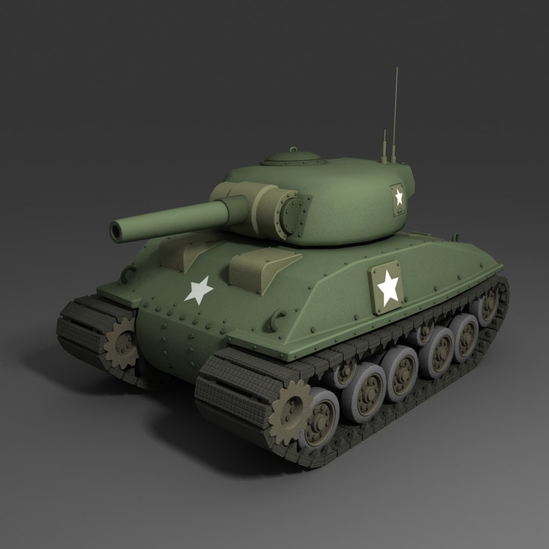 Cartoon Tank Sherman - 3d Model
