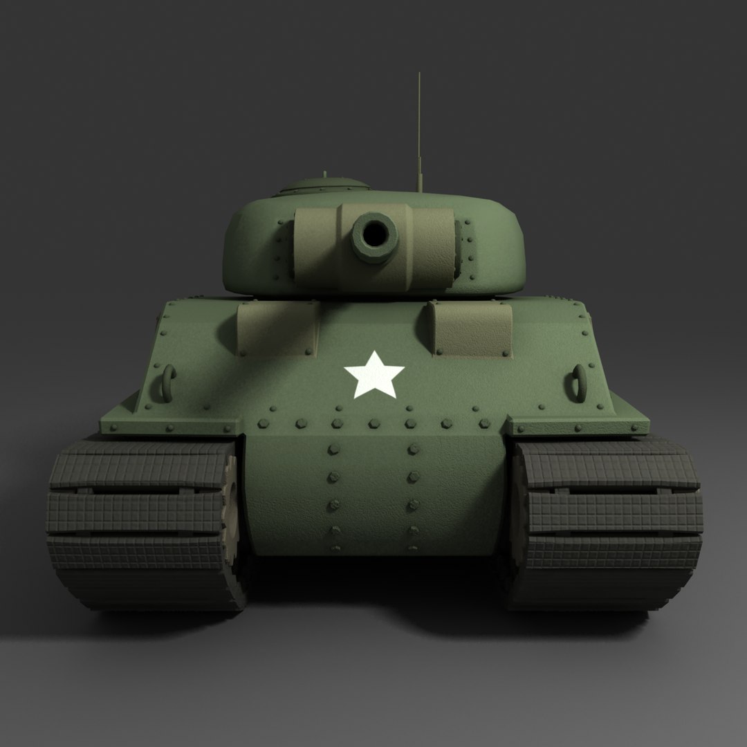 Cartoon Tank Sherman - 3d Model