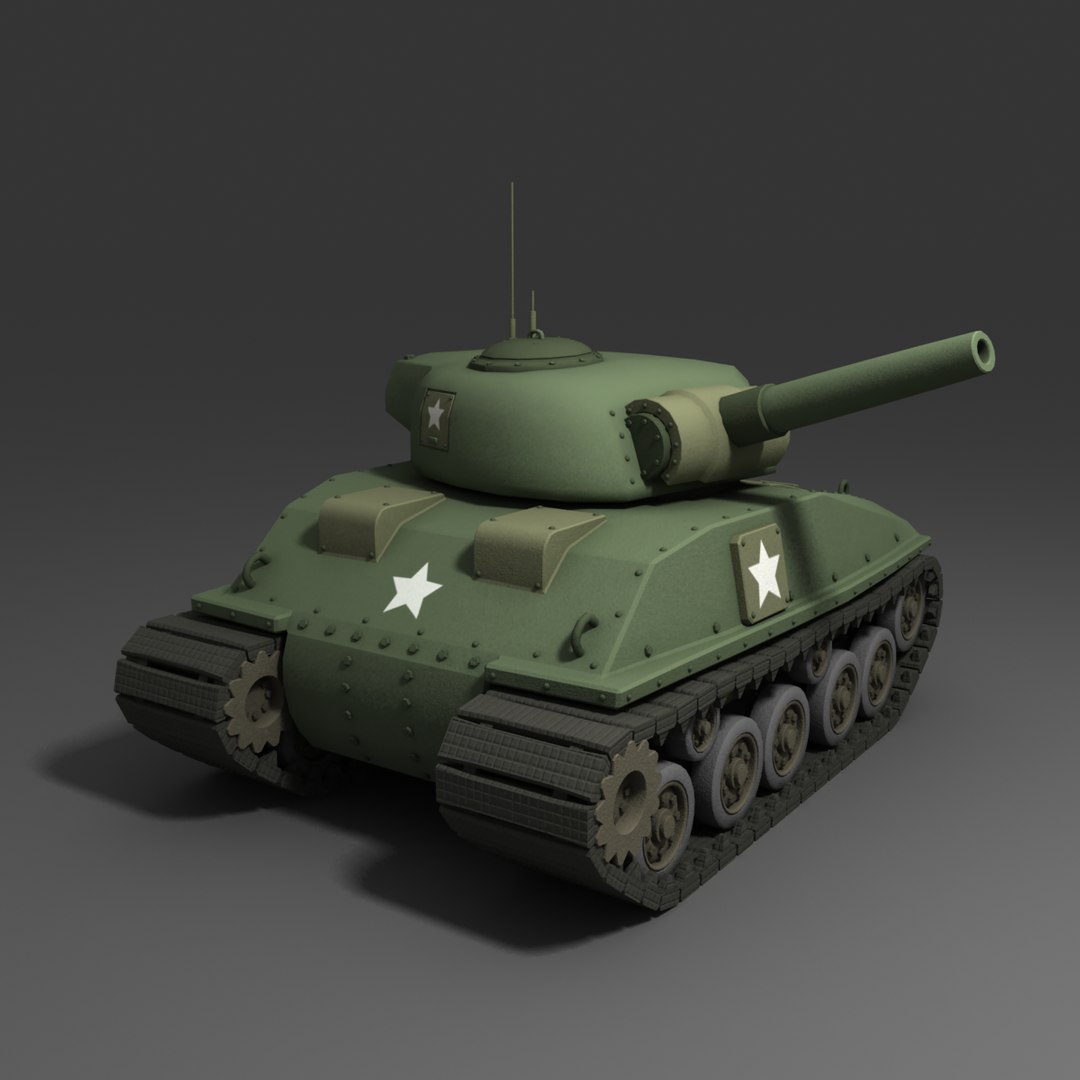 Cartoon Tank Sherman - 3d Model