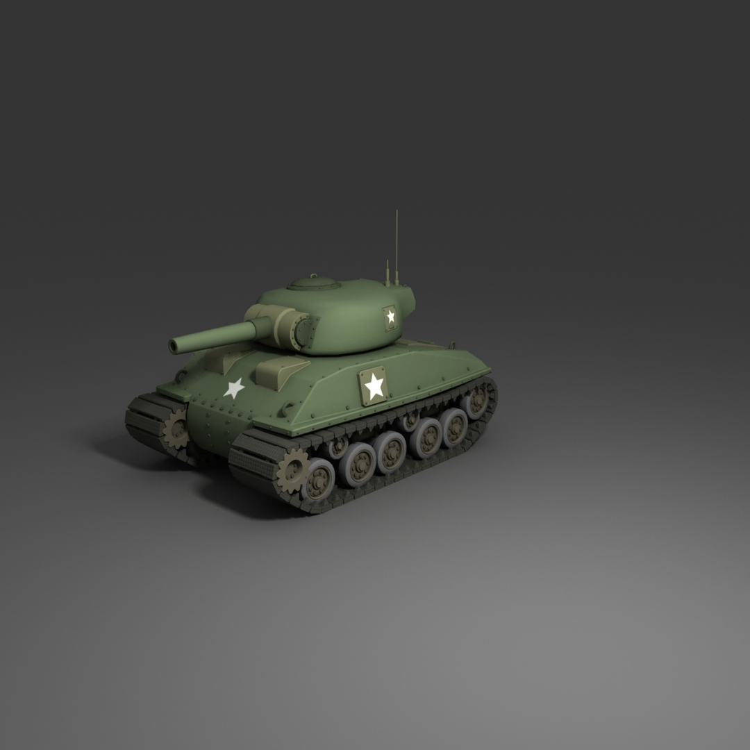 Cartoon Tank Sherman - 3d Model