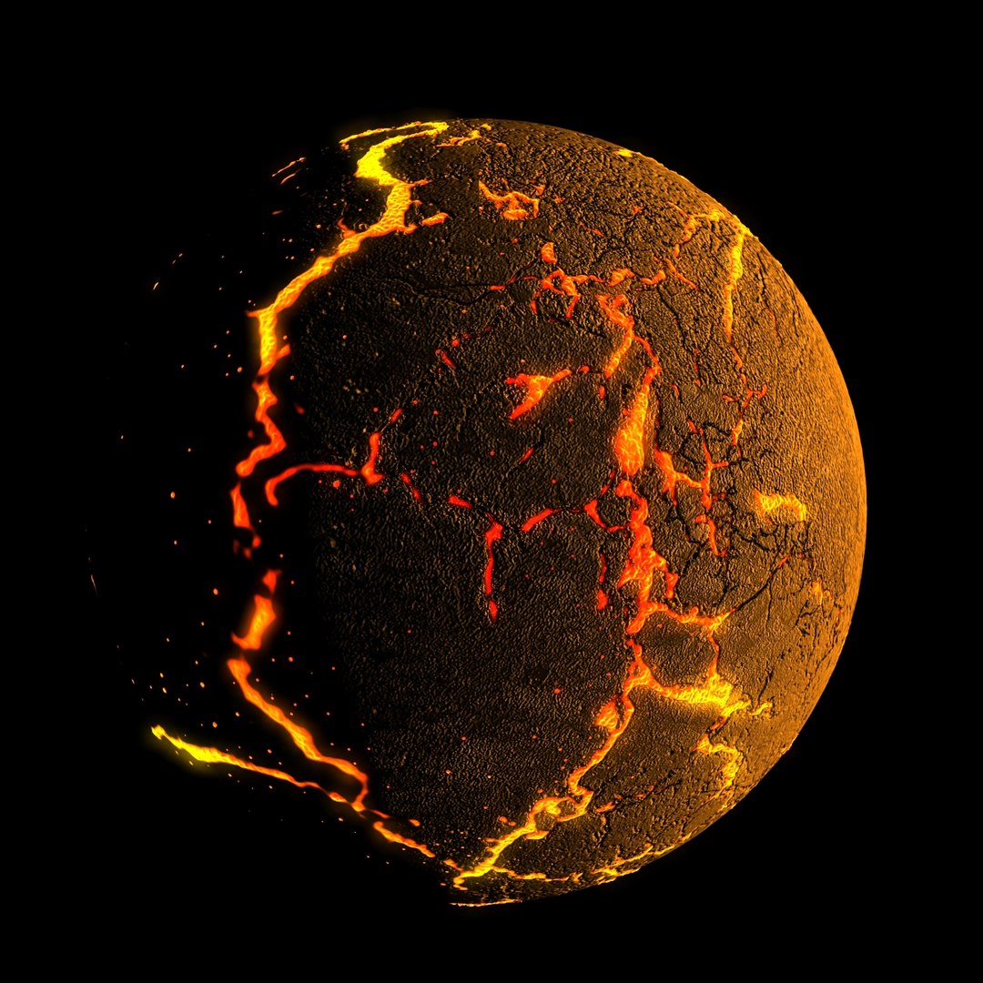 3d cracked planetoids model