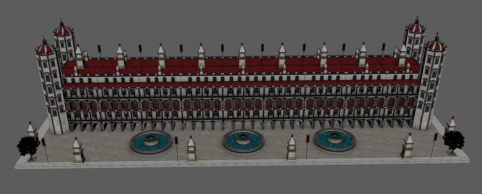 3D Fantasy Ancient Long Building Model - TurboSquid 2261209