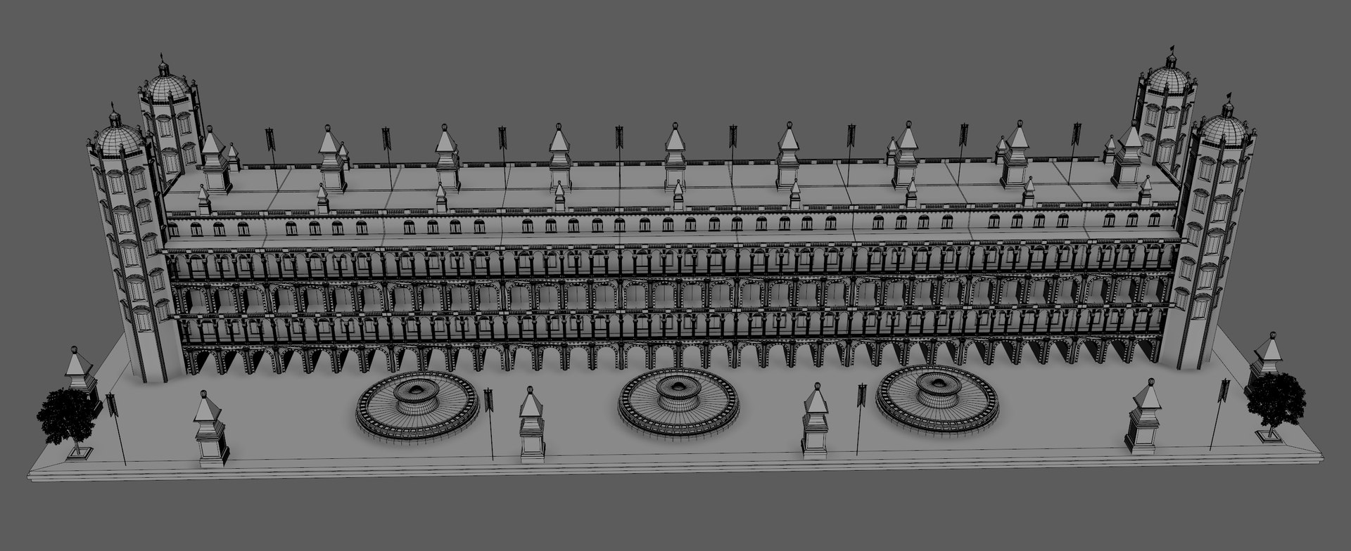 3D Fantasy Ancient Long Building Model - TurboSquid 2261209