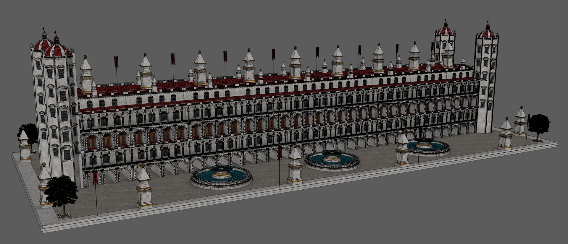 3D Fantasy Ancient Long Building Model - TurboSquid 2261209