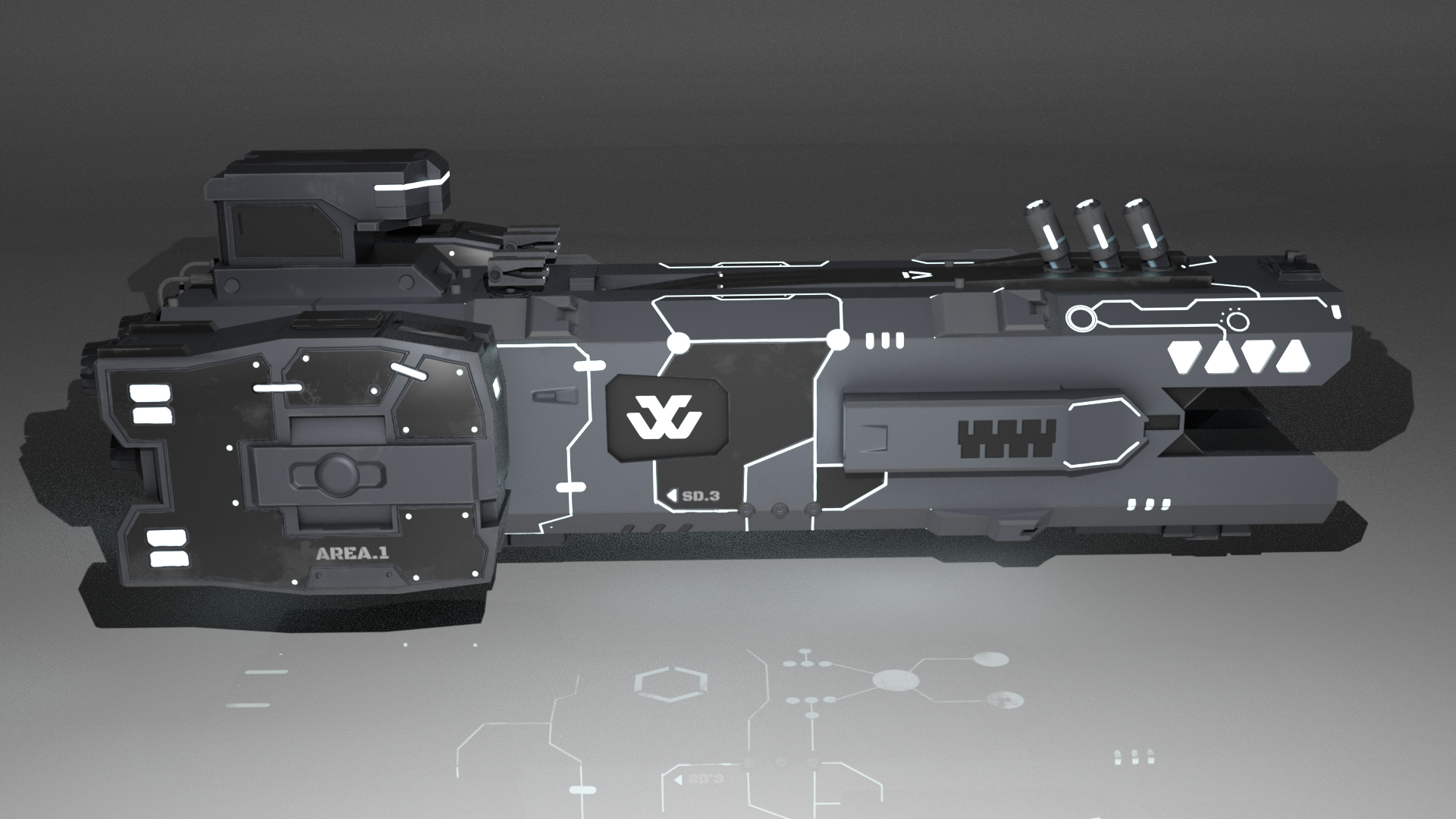 3D Sci-fi Spaceship Delta 3 Model - TurboSquid 2008150