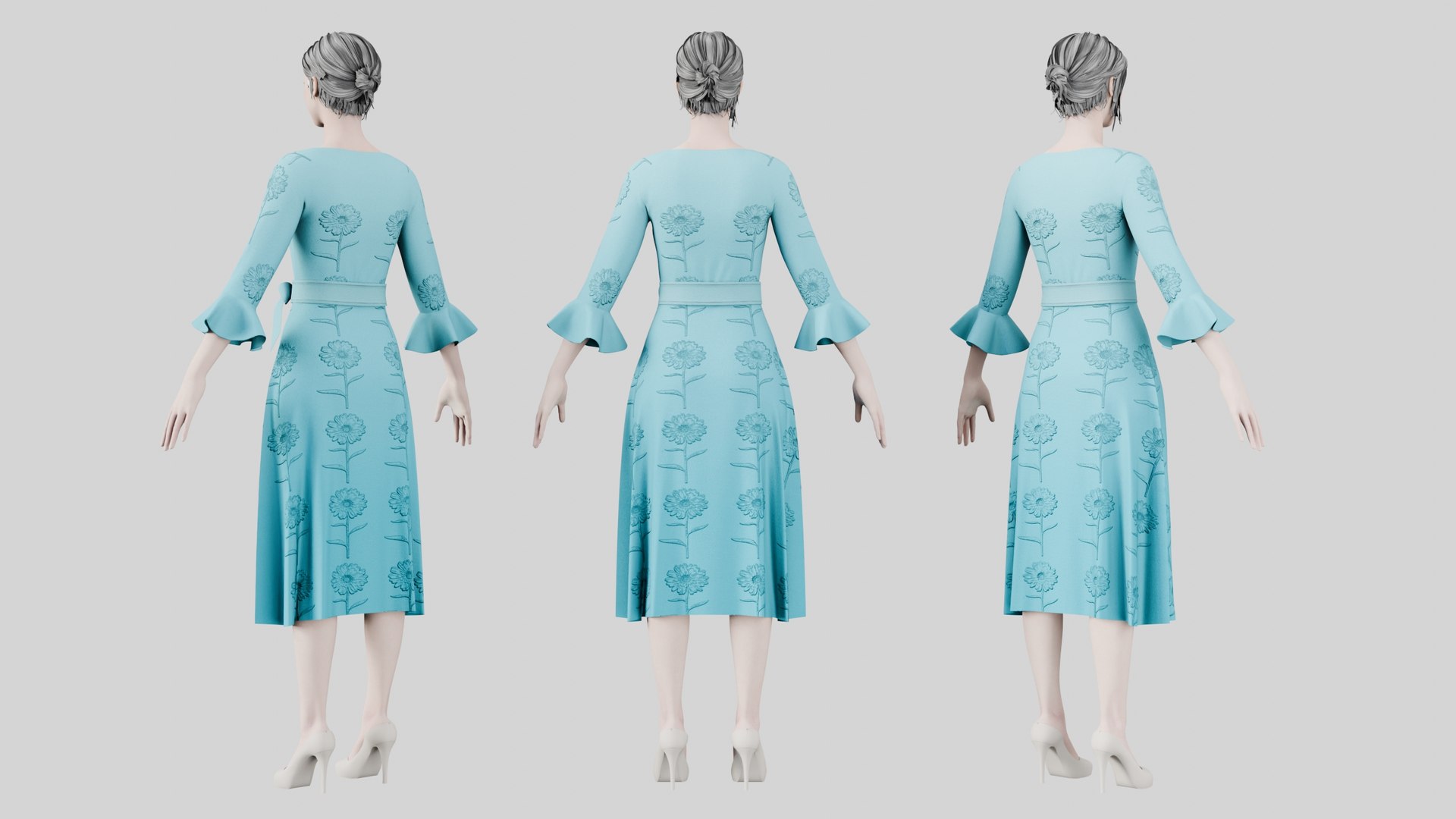 3D Dress 03 Sky Blue Model - TurboSquid 2428627