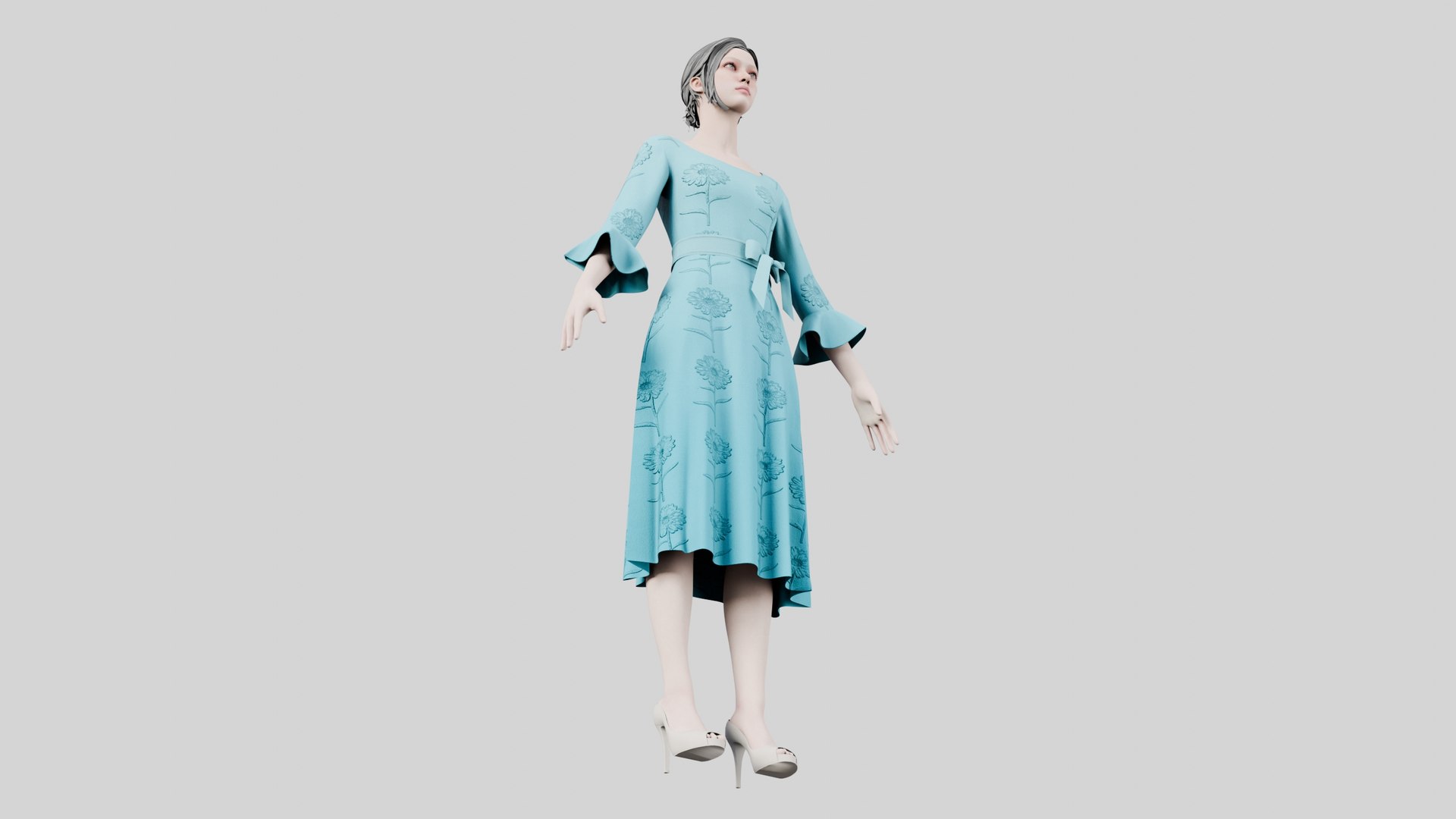 3D Dress 03 Sky Blue Model - TurboSquid 2428627
