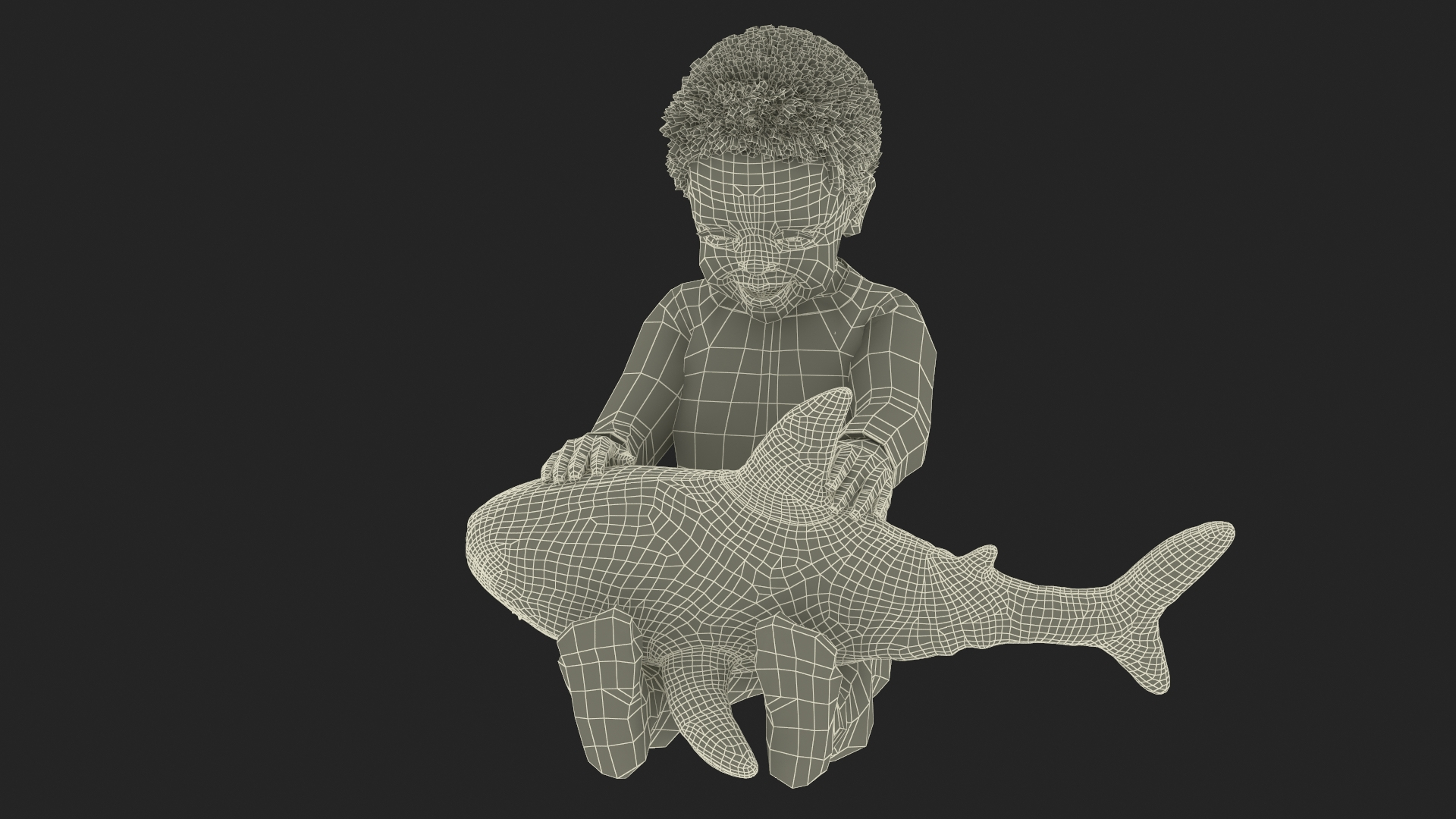 Little Toddler With Stuffed Shark Toy 3D Model - TurboSquid 2368790
