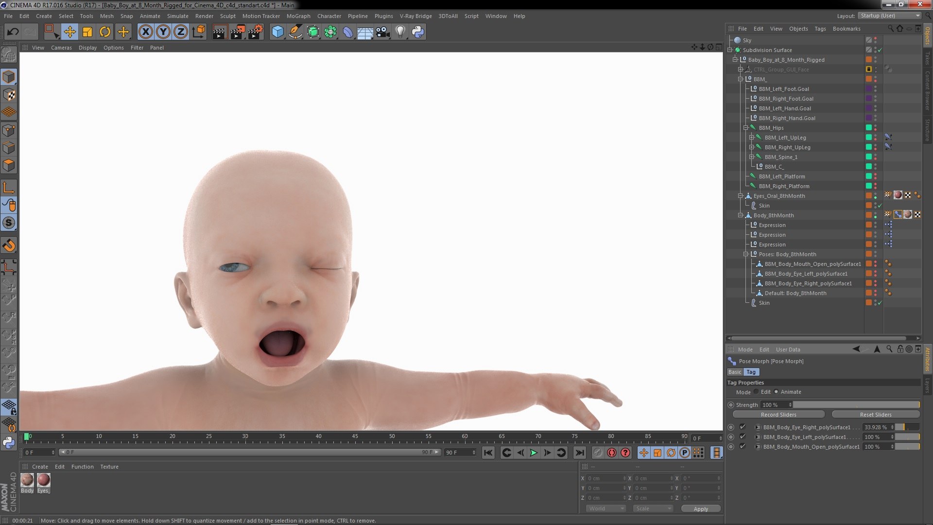 3D Model Baby Boy At 8 Month Rigged For Cinema 4D - TurboSquid 2124106
