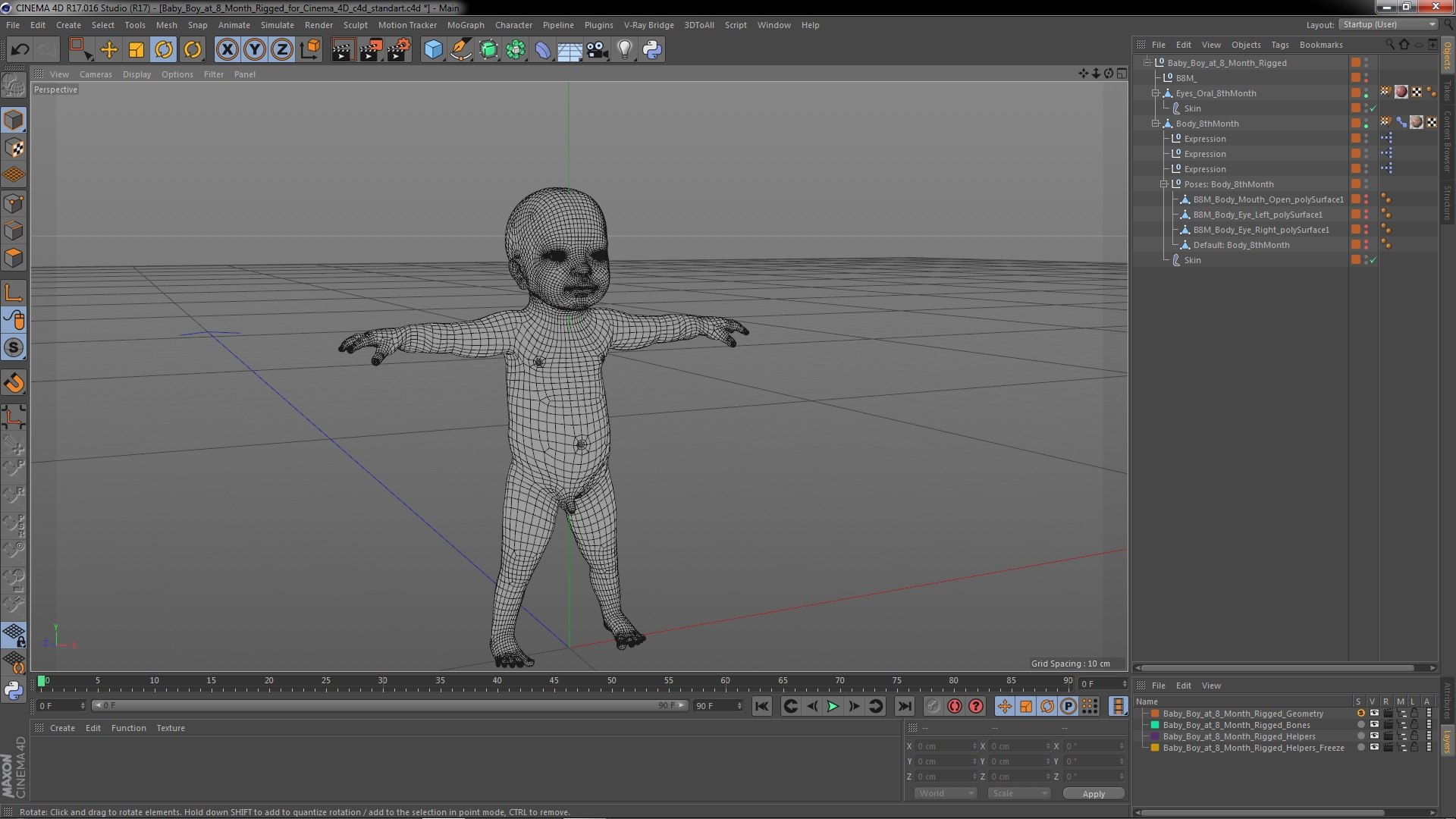 3D Model Baby Boy At 8 Month Rigged For Cinema 4D - TurboSquid 2124106