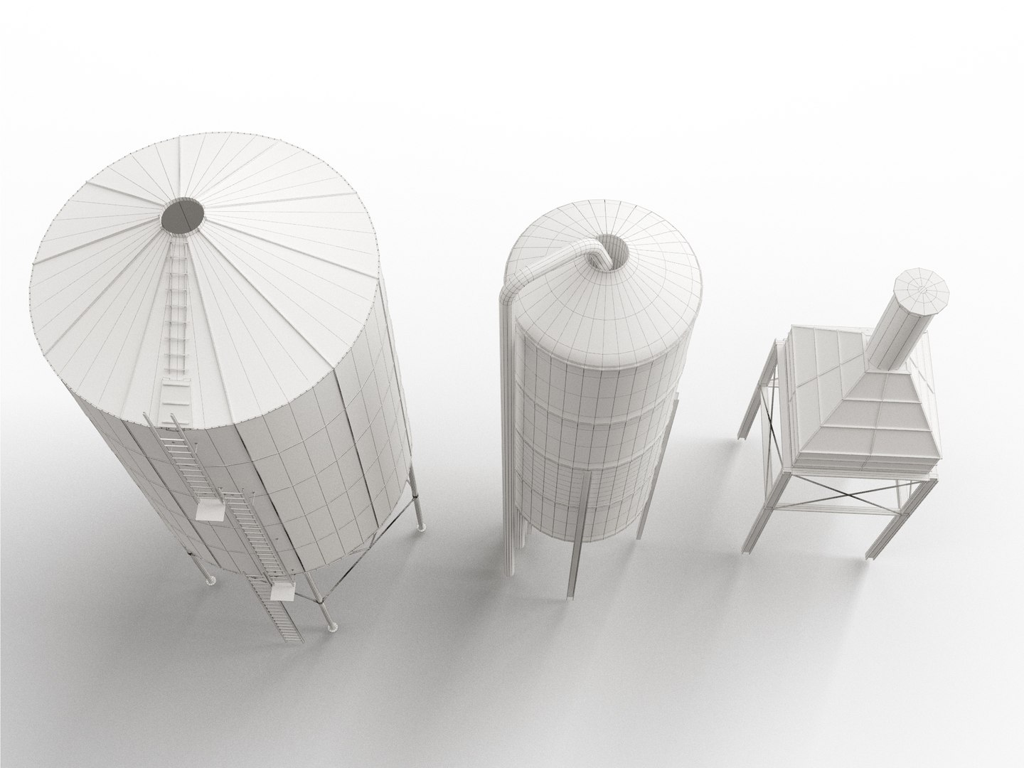 3d Model Silo Set