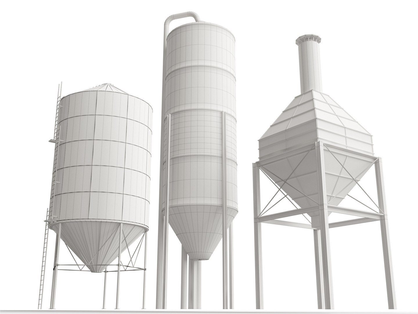3d Model Silo Set
