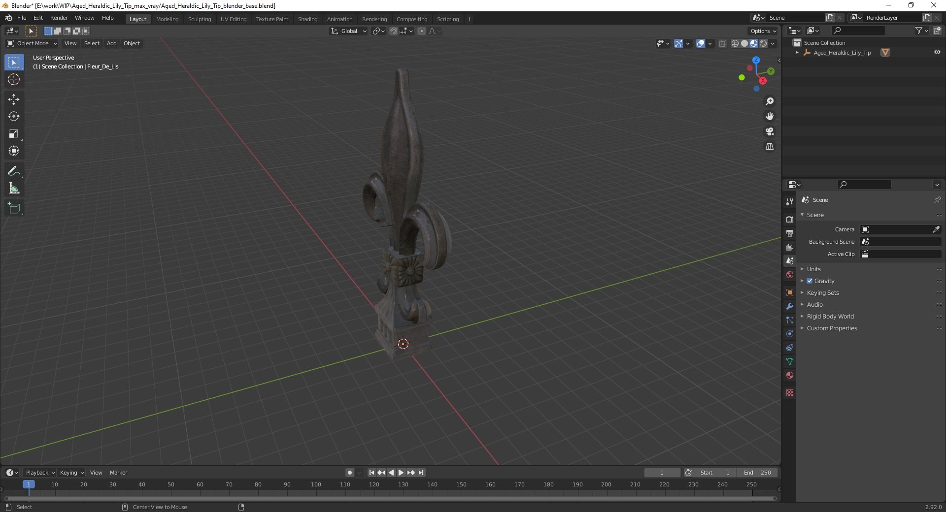 Aged Heraldic Lily Tip 3D Model - TurboSquid 2248535