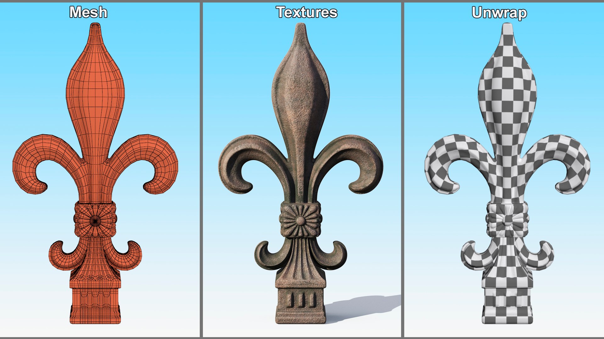 Aged Heraldic Lily Tip 3D Model - TurboSquid 2248535