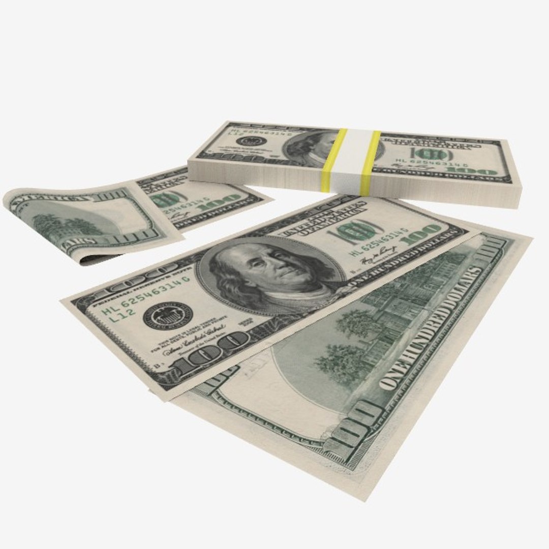 3d model of dollars banknotes - 1$