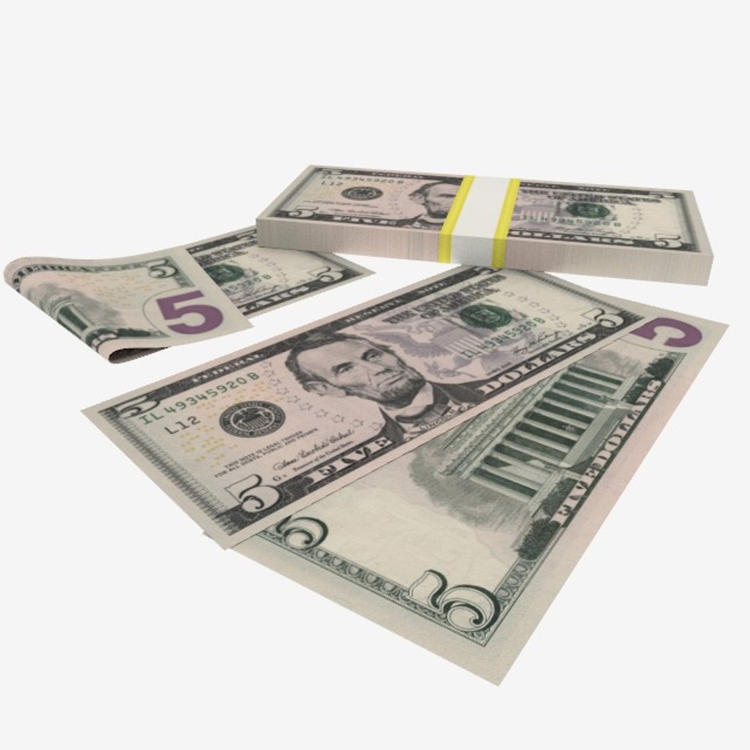 3d model of dollars banknotes - 1$