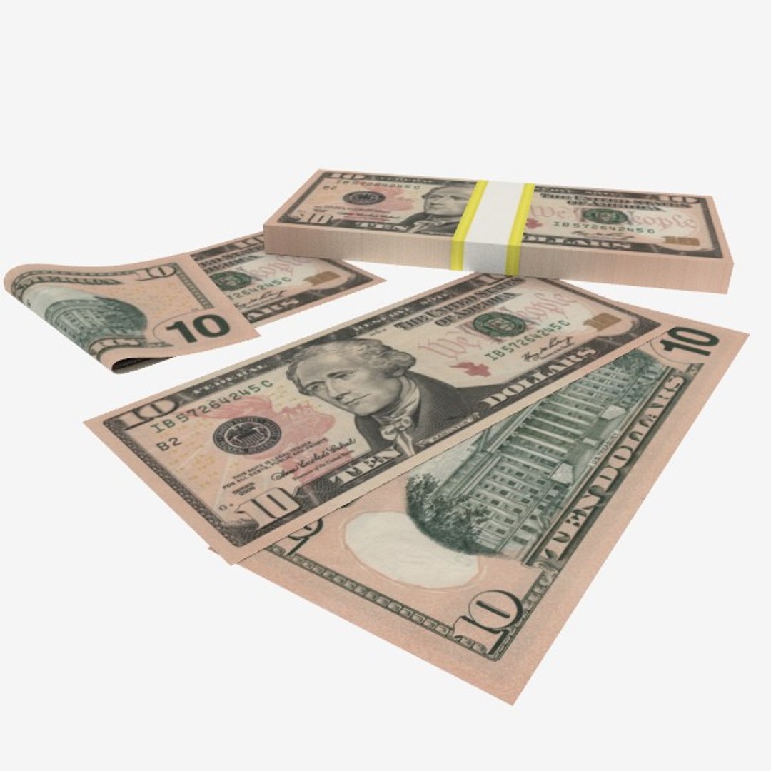 3d model of dollars banknotes - 1$