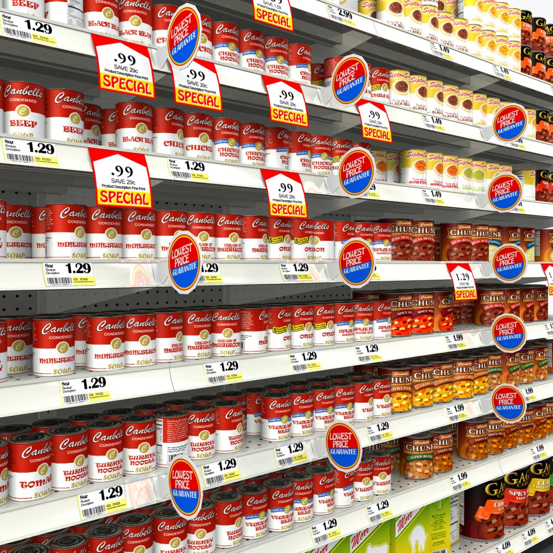 3d Grocery Shelves Soup