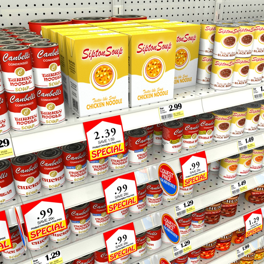3d Grocery Shelves Soup