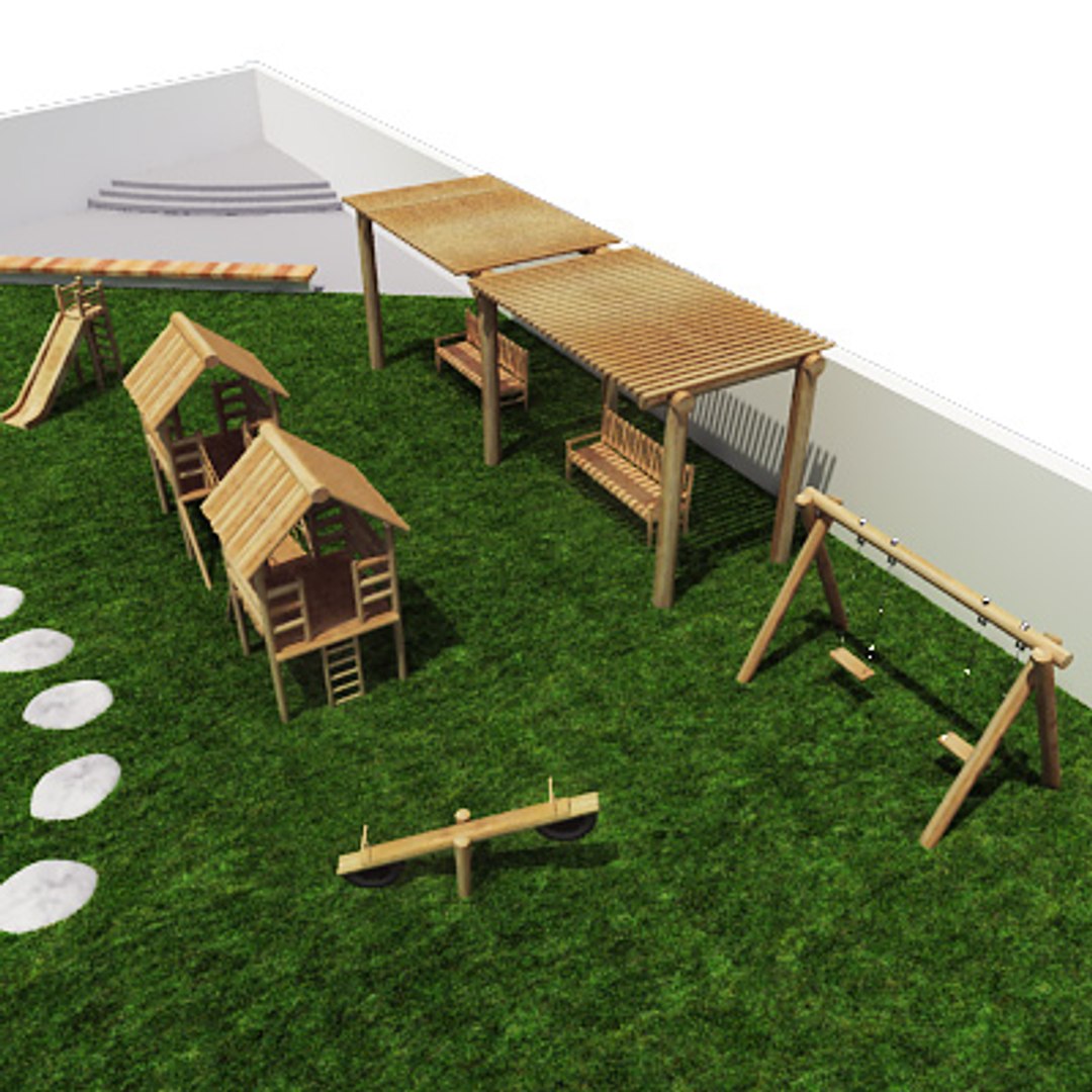 3ds wooden playground