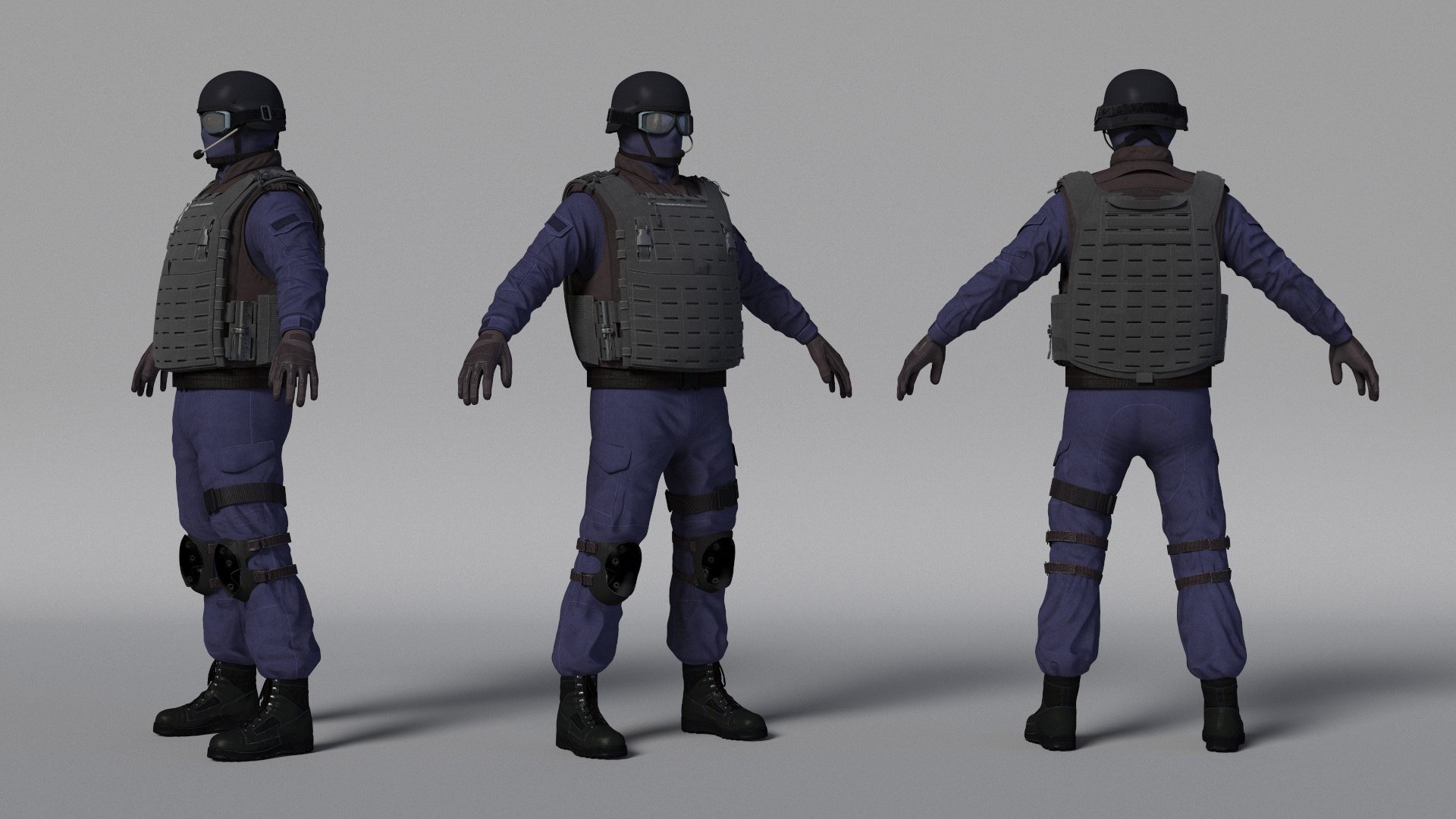 3D Model Police Officer Wearing Bulletproof Vest - TurboSquid 2384594