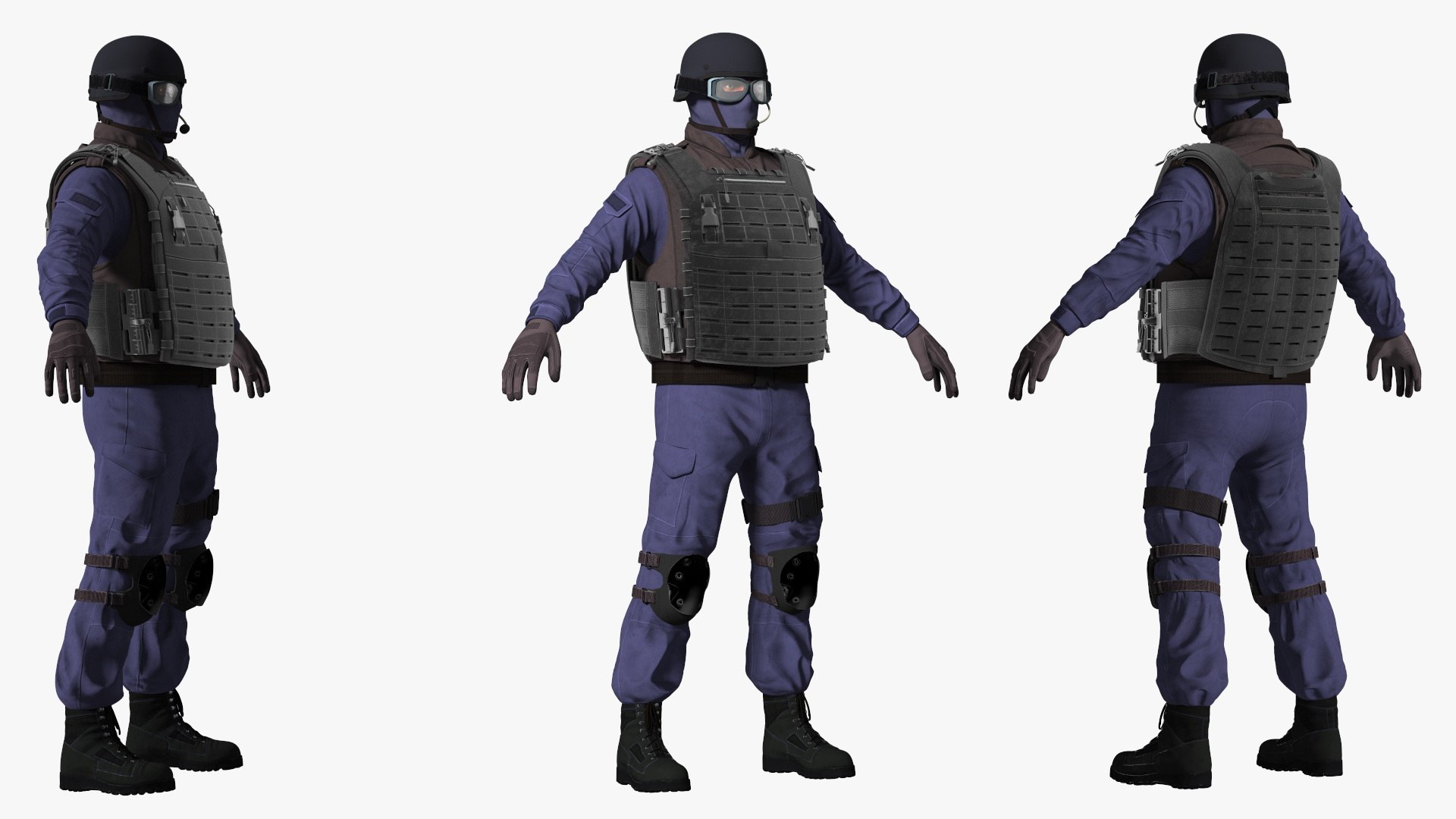 3D Model Police Officer Wearing Bulletproof Vest - TurboSquid 2384594