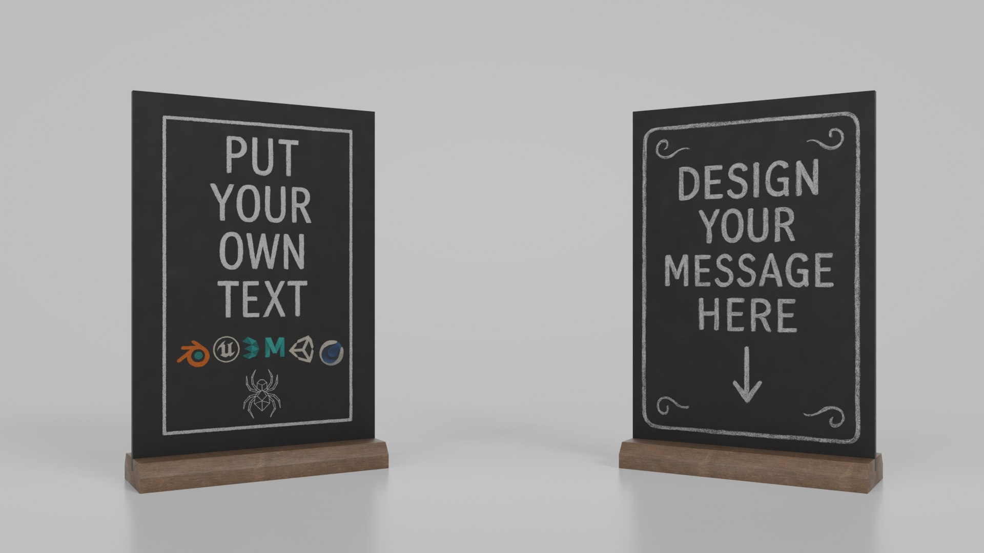 3D Elegant Beveled Stand Chalkboard Set Model - TurboSquid 2407210