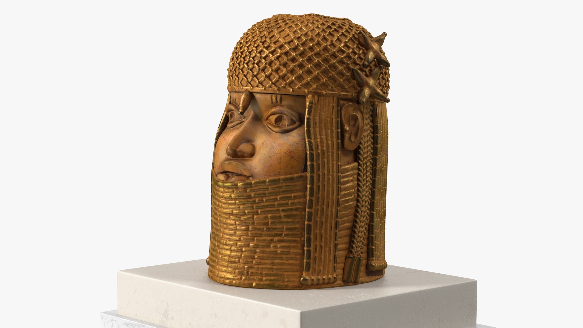 Benin Bronze Head Sculpture On A Pedestal 3D - TurboSquid 2237109