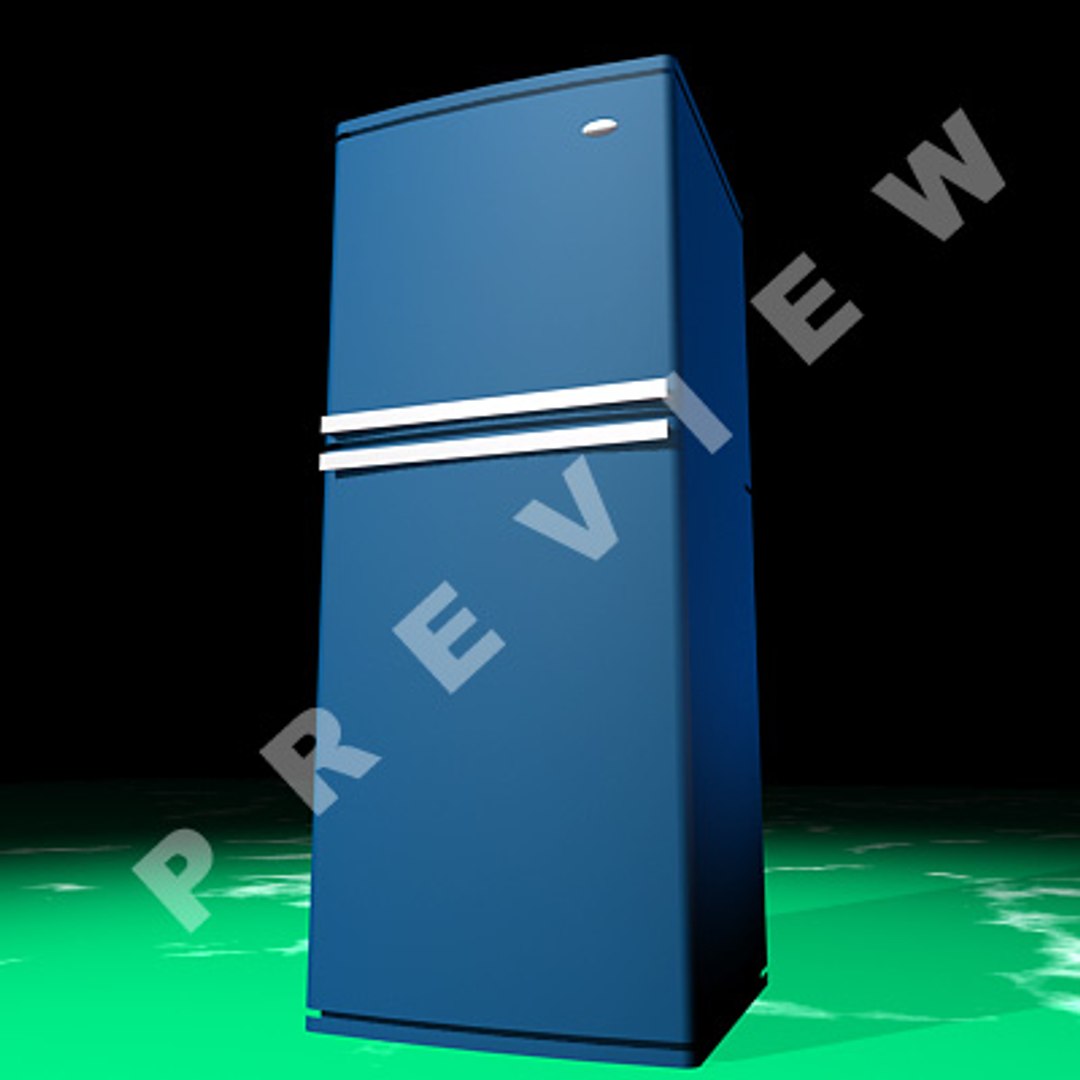 Simple Blue Refrigerator 3d Model